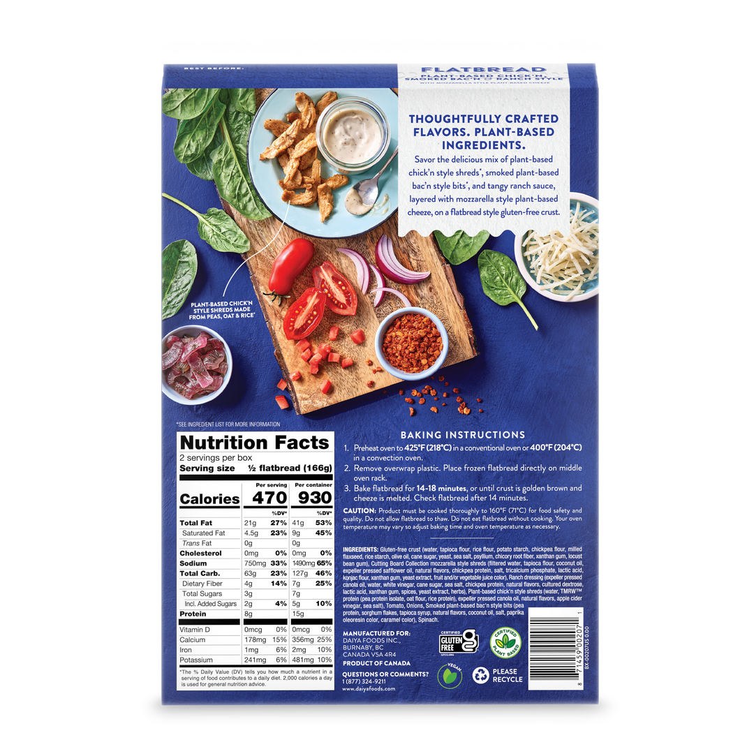 Chick’n, Smoked Bac’n & Ranch Style Flatbread – Daiya Foods